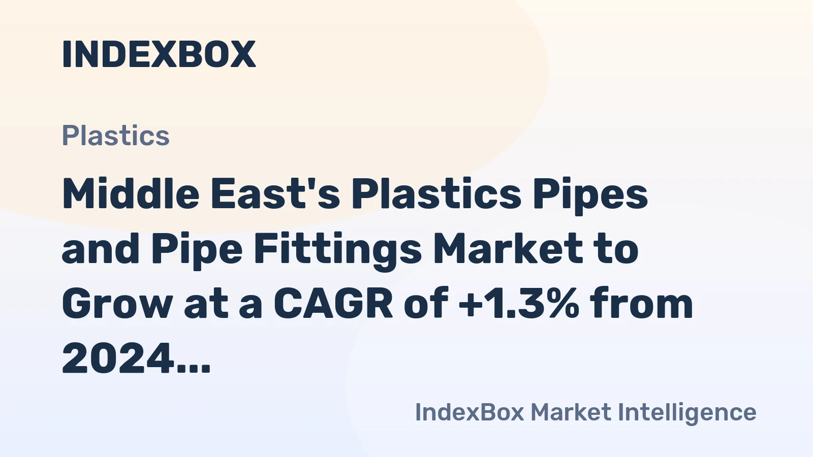 Middle East's Plastics Pipes and Pipe Fittings Market to Grow at a CAGR of +1.3% from 2024 to 2035