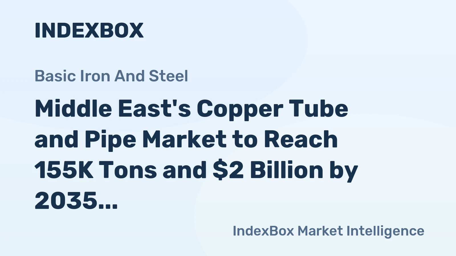 Middle East's Copper Tube and Pipe Market to Reach 155K Tons and $2 Billion by 2035