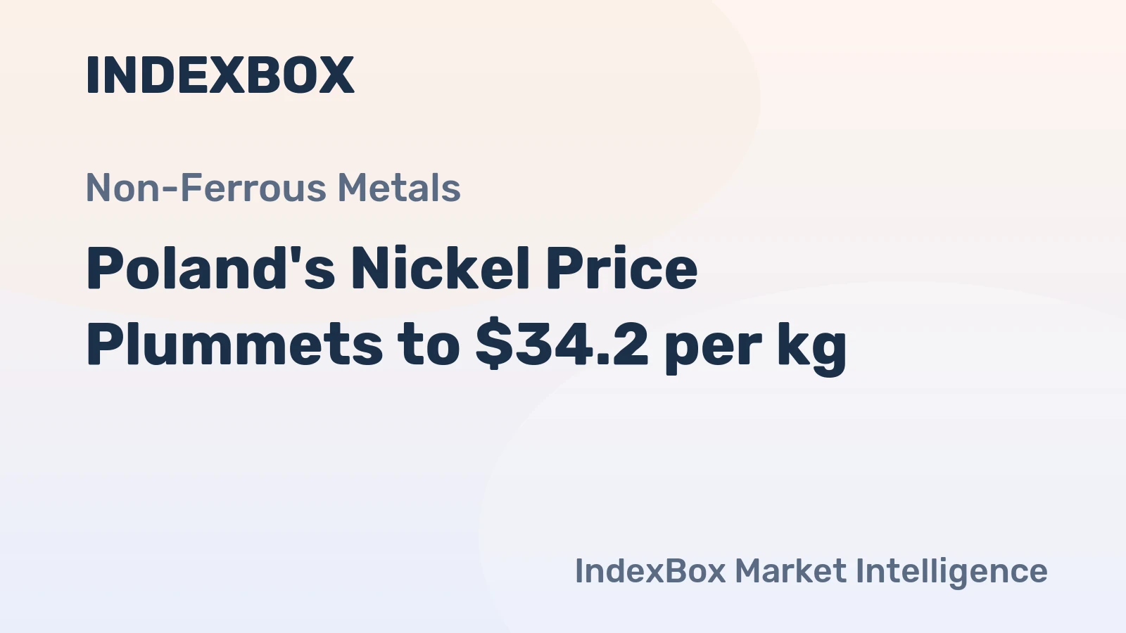 Poland's Nickel Price Plummets to $34.2 per kg