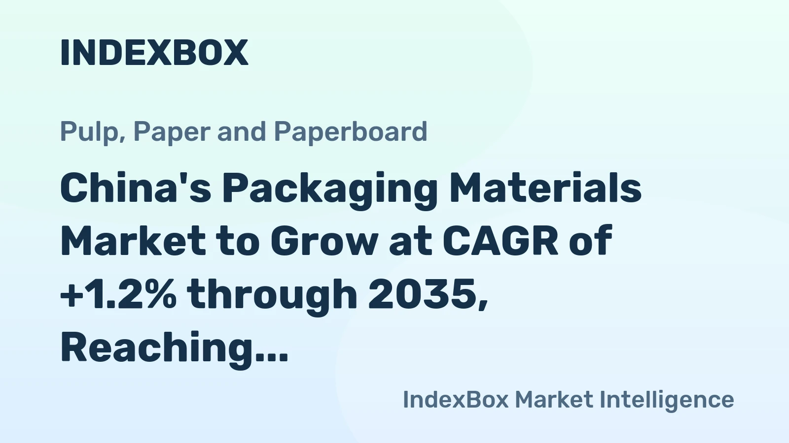China's Packaging Materials Market to Grow at CAGR of +1.2% through 2035, Reaching $145.4B in Value