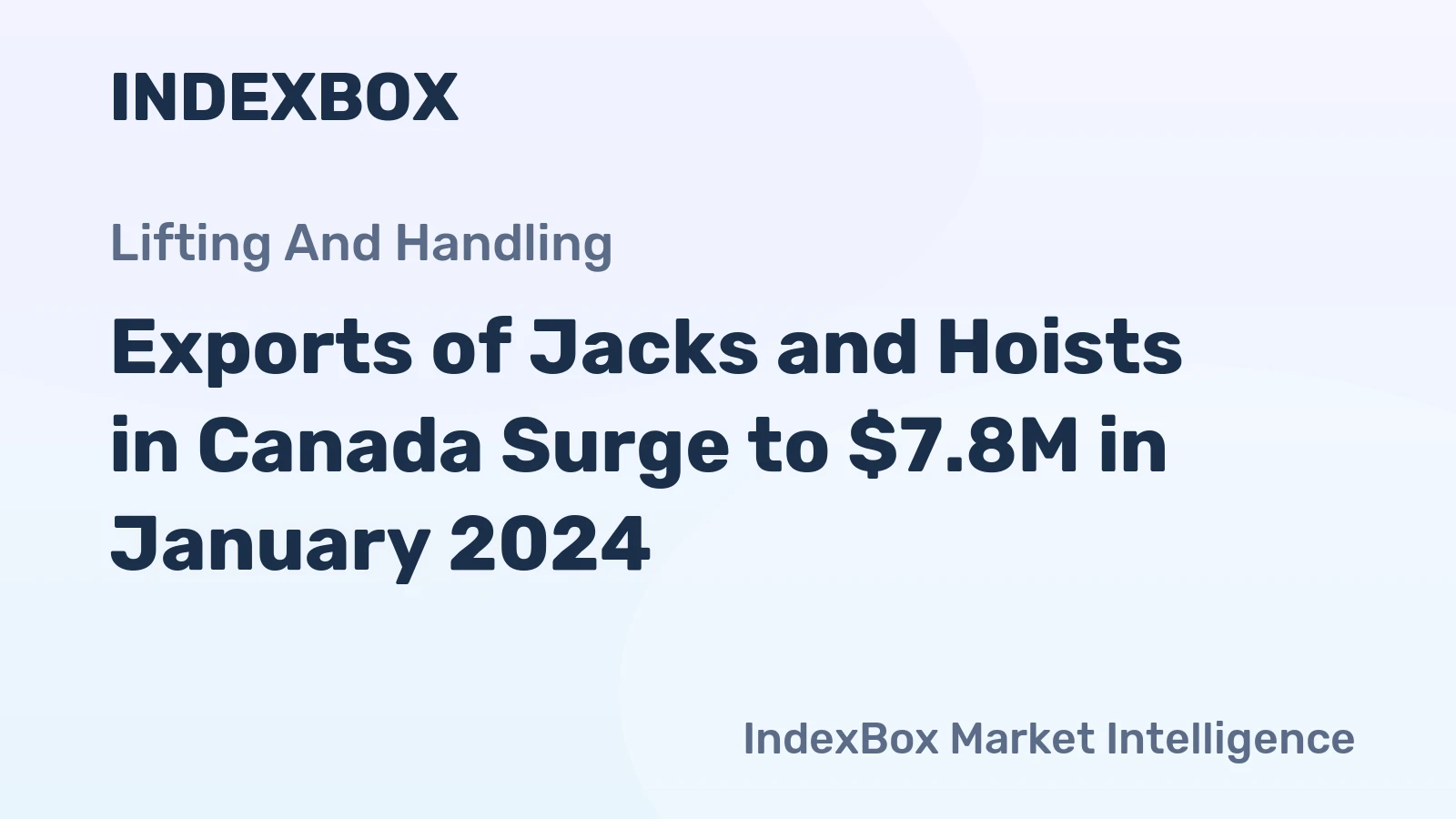 Exports of Jacks and Hoists in Canada Surge to $7.8M in January 2024