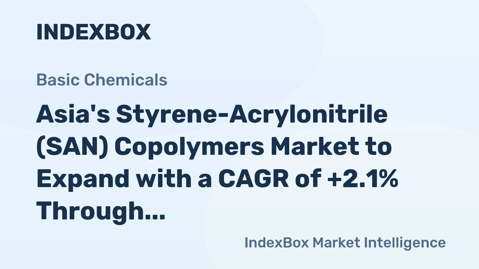 Asia's Styrene-Acrylonitrile (SAN) Copolymers Market to Expand with a CAGR of +2.1% Through 2035