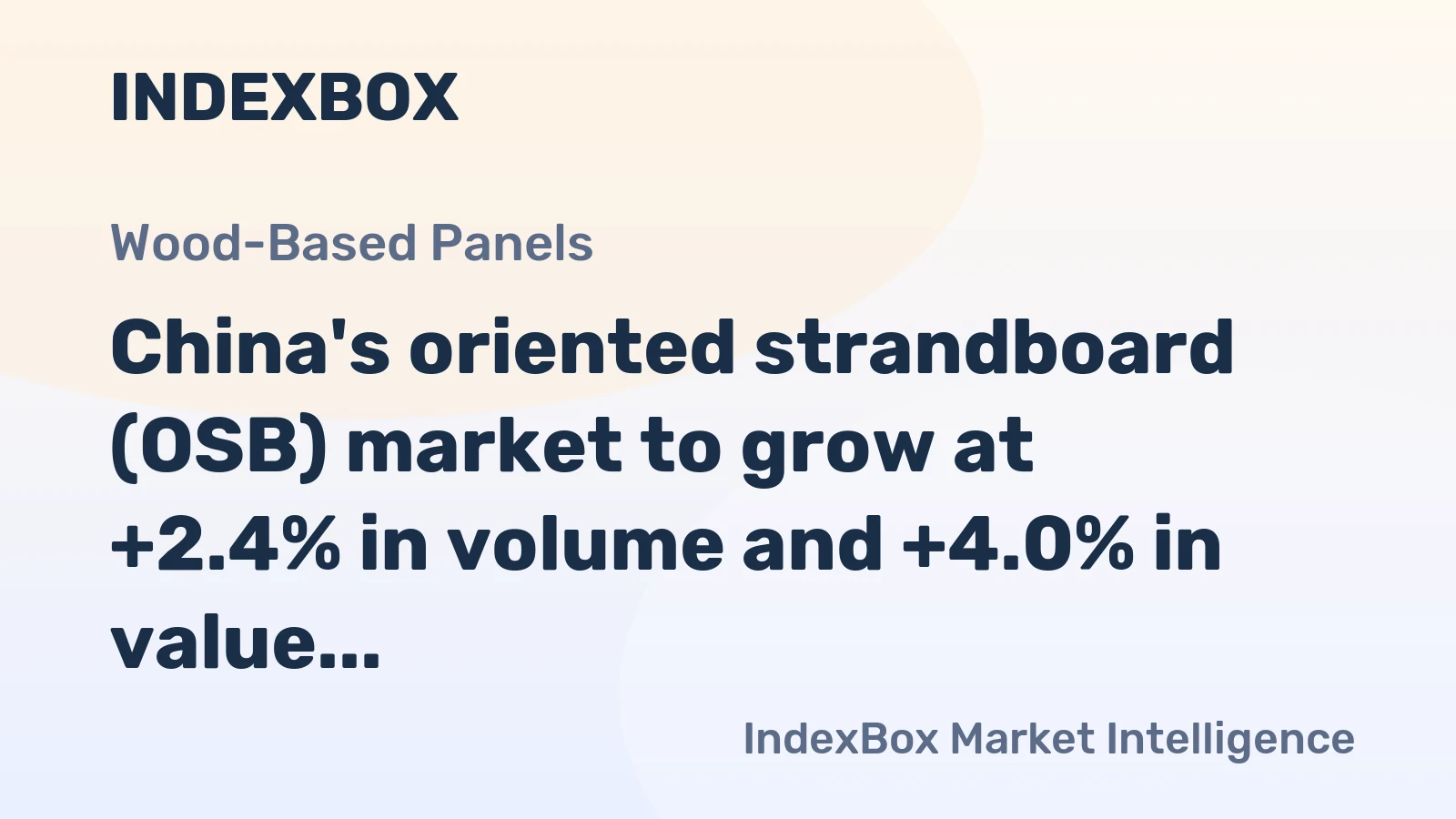 China's oriented strandboard (OSB) market to grow at +2.4% in volume and +4.0% in value, reaching 12M cubic meters and $3.6B by 2035.