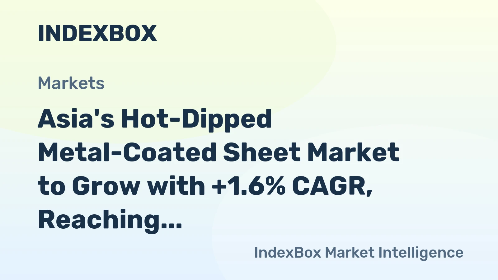 Asia's Hot-Dipped Metal-Coated Sheet Market to Grow with +1.6% CAGR, Reaching $167.2B by 2035