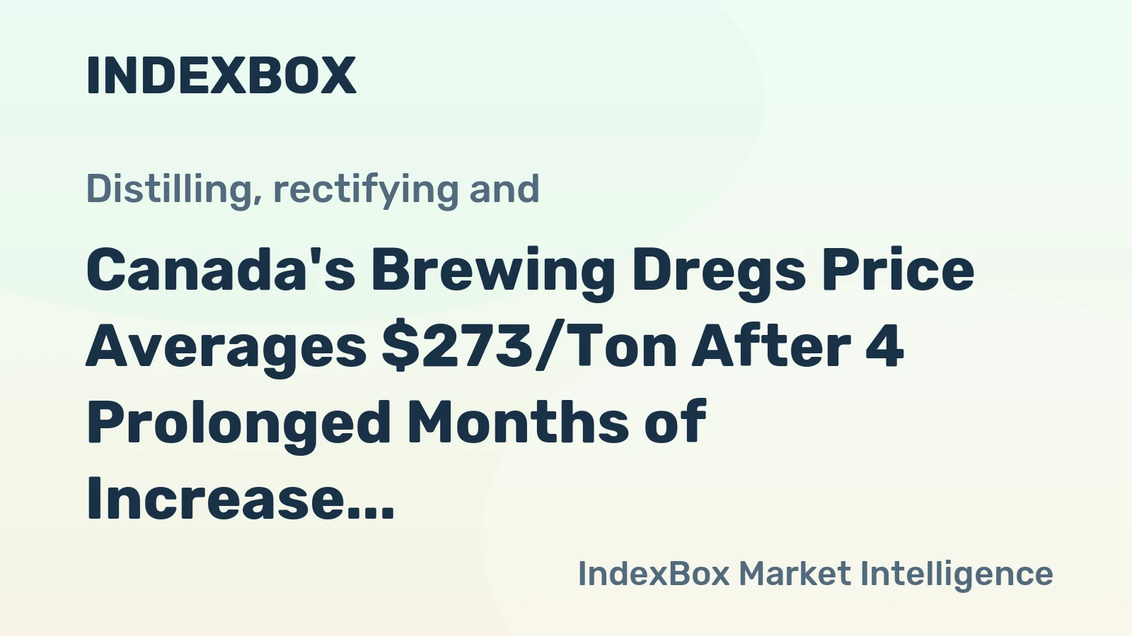 Canada's Brewing Dregs Price Averages $273/Ton After 4 Prolonged Months of Increase