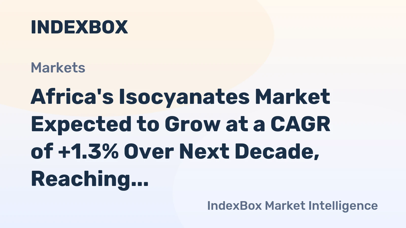 Africa's Isocyanates Market Expected to Grow at a CAGR of +1.3% Over Next Decade, Reaching $4.6B by 2035