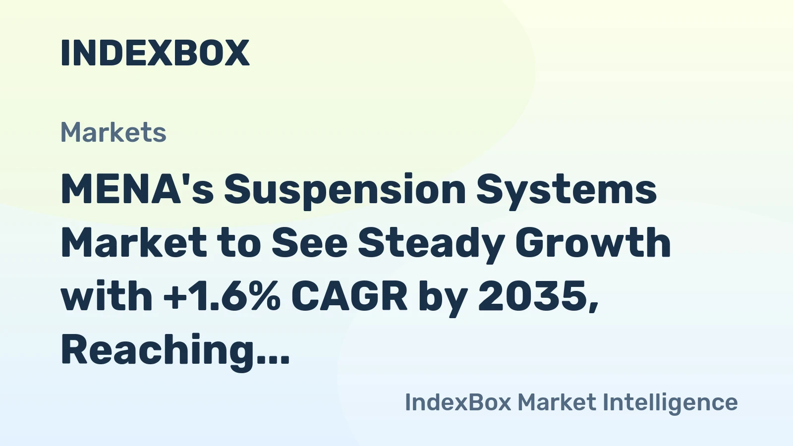 MENA's Suspension Systems Market to See Steady Growth with +1.6% CAGR by 2035, Reaching $12.8B in Value