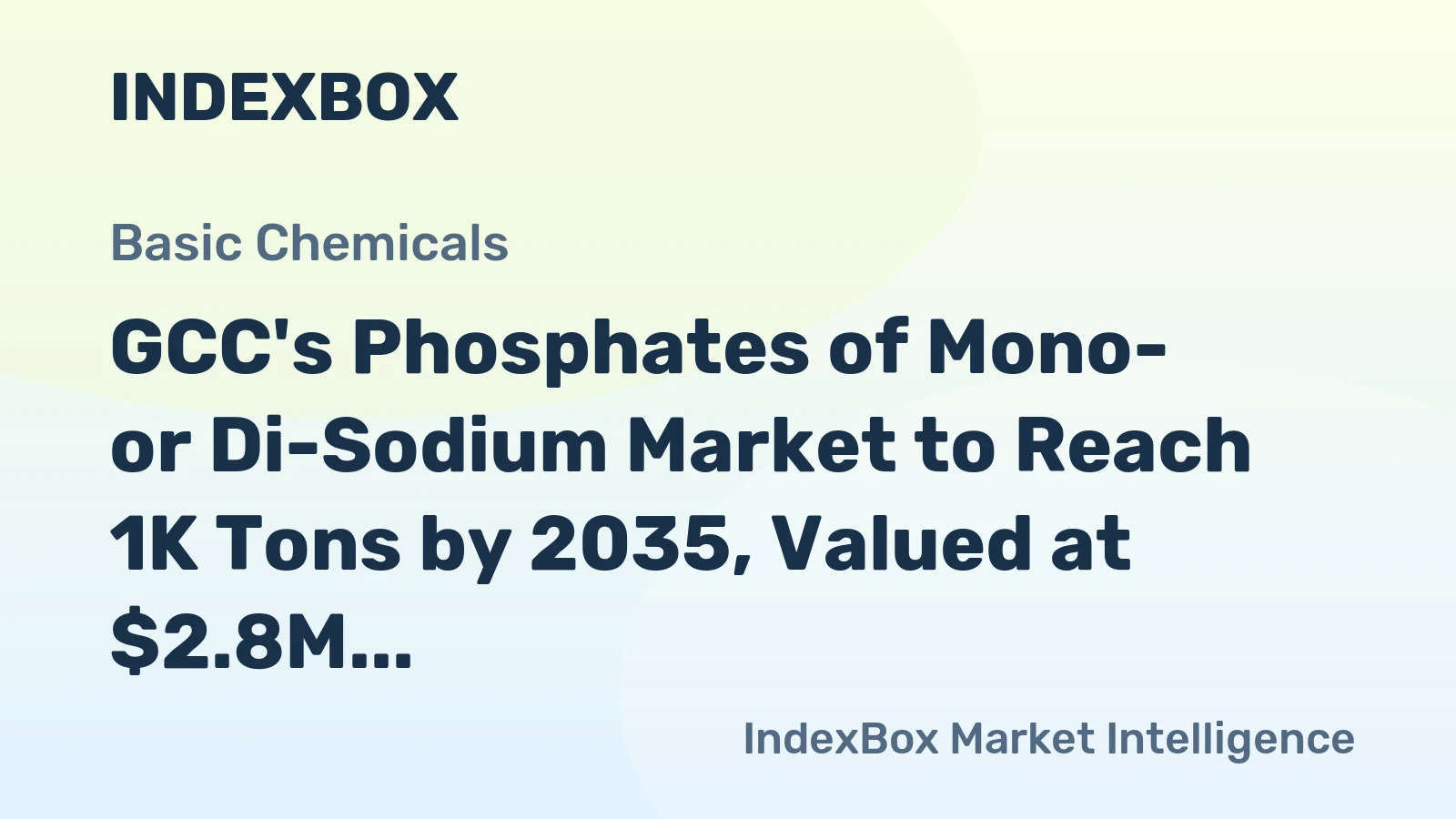 GCC's Phosphates of Mono- or Di-Sodium Market to Reach 1K Tons by 2035, Valued at $2.8M