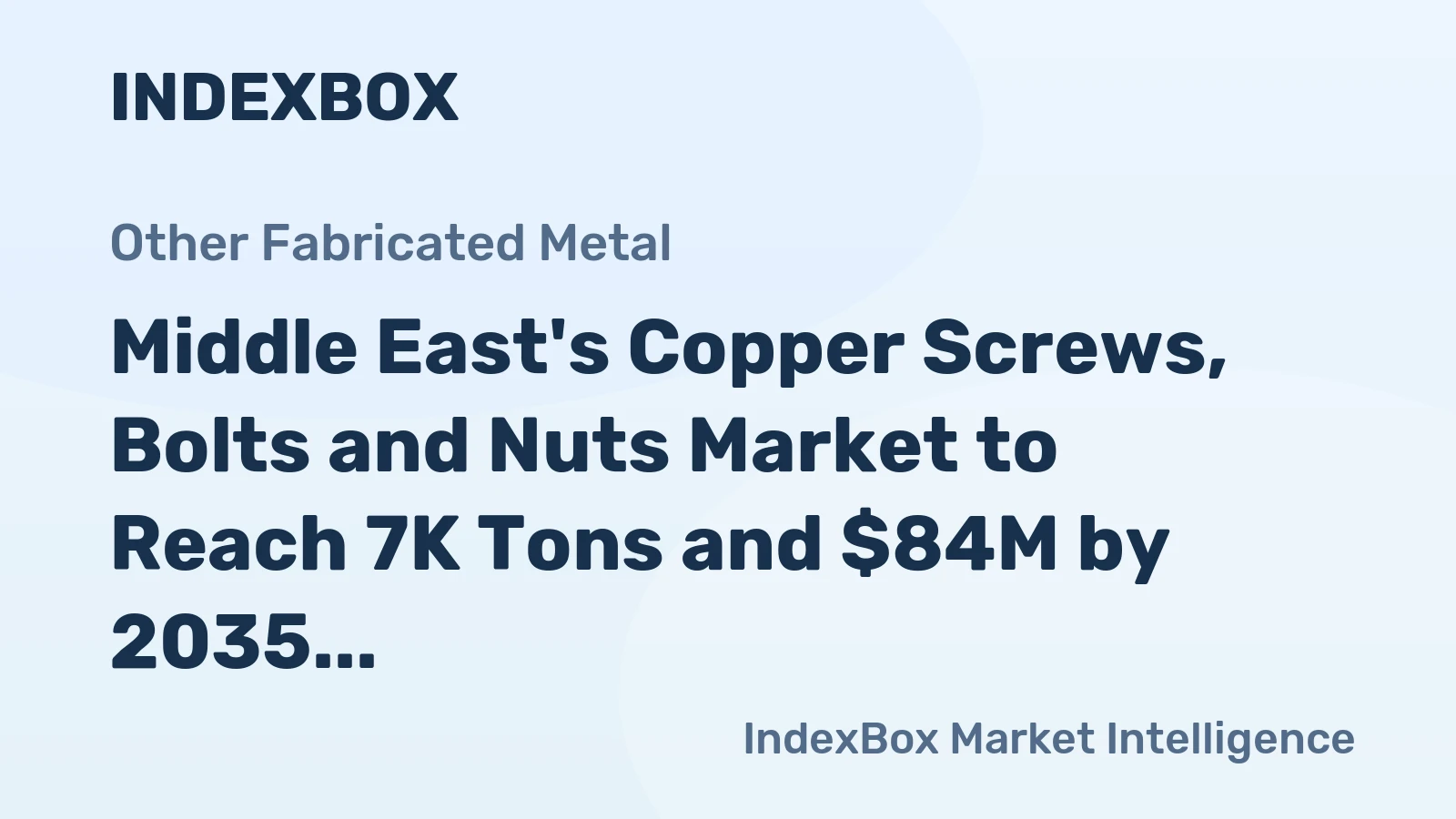 Middle East's Copper Screws, Bolts and Nuts Market to Reach 7K Tons and $84M by 2035