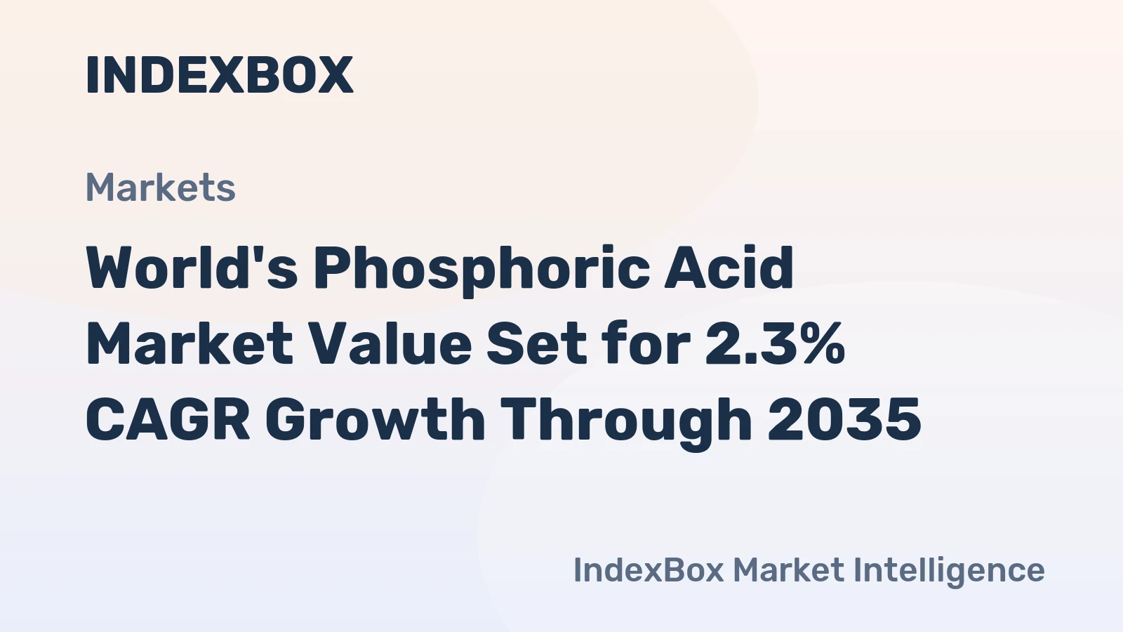 World's Phosphoric Acid Market Value Set for 2.3% CAGR Growth Through 2035