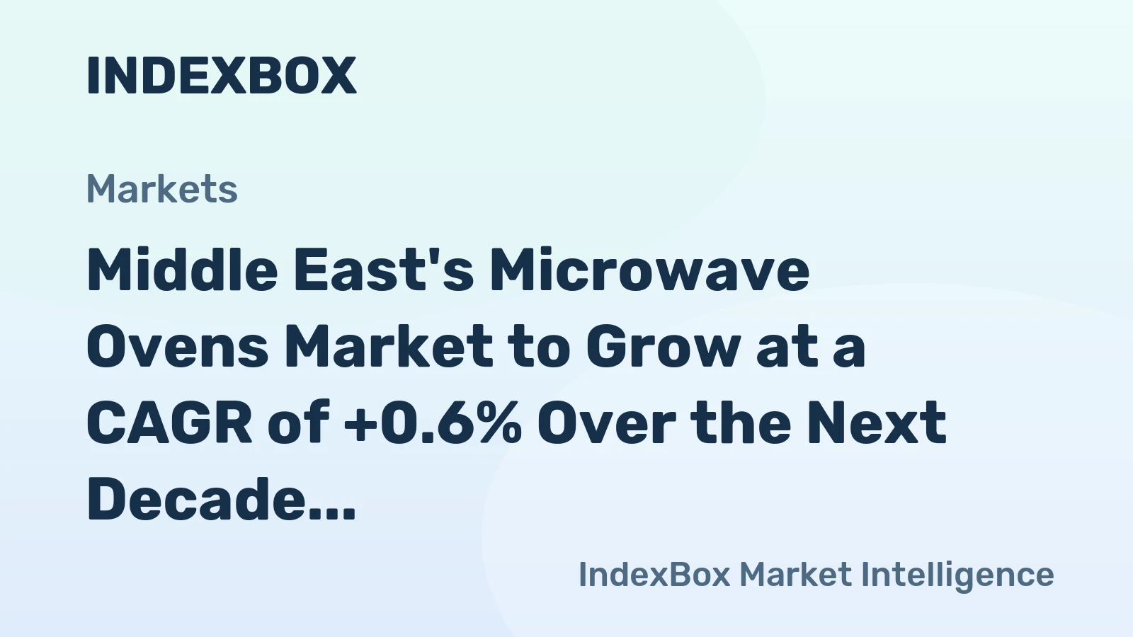 Middle East's Microwave Ovens Market to Grow at a CAGR of +0.6% Over the Next Decade