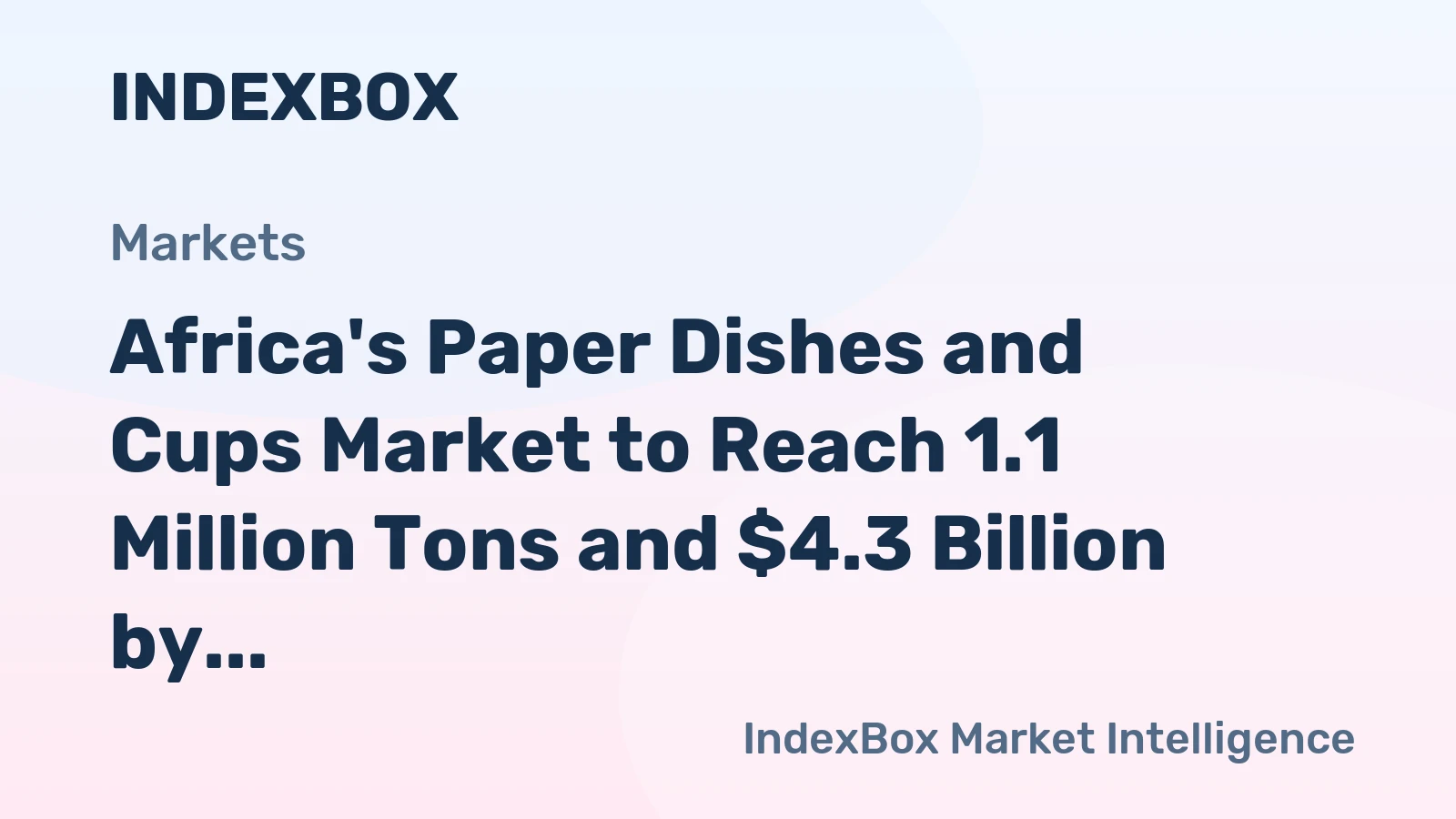 Africa's Paper Dishes and Cups Market to Reach 1.1 Million Tons and $4.3 Billion by 2035