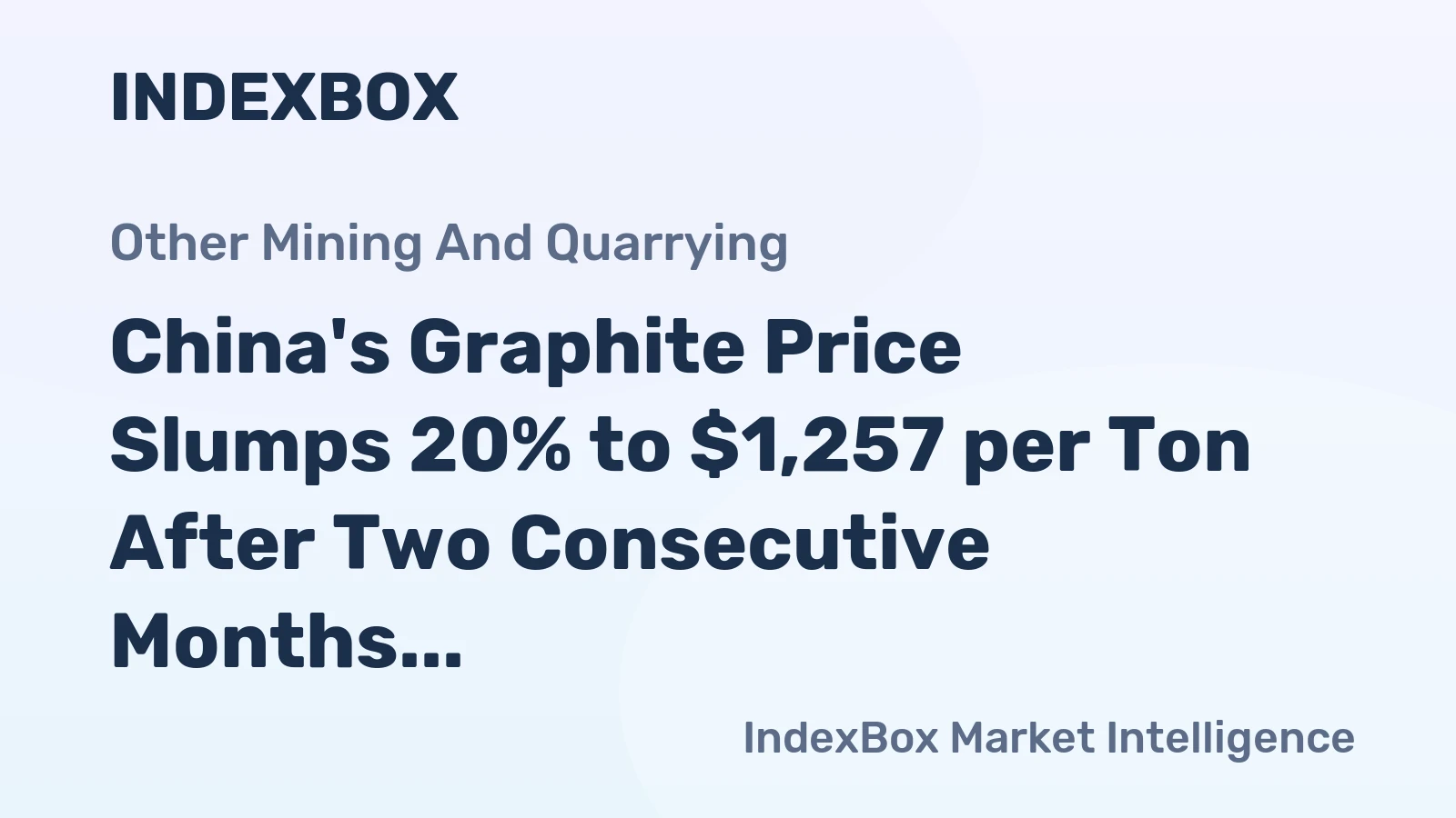 China's Graphite Price Slumps 20% to $1,257 per Ton After Two Consecutive Months of Contraction