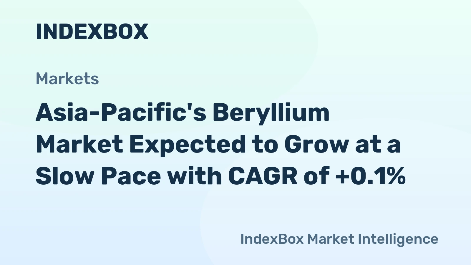 Asia-Pacific's Beryllium Market Expected to Grow at a Slow Pace with CAGR of +0.1%