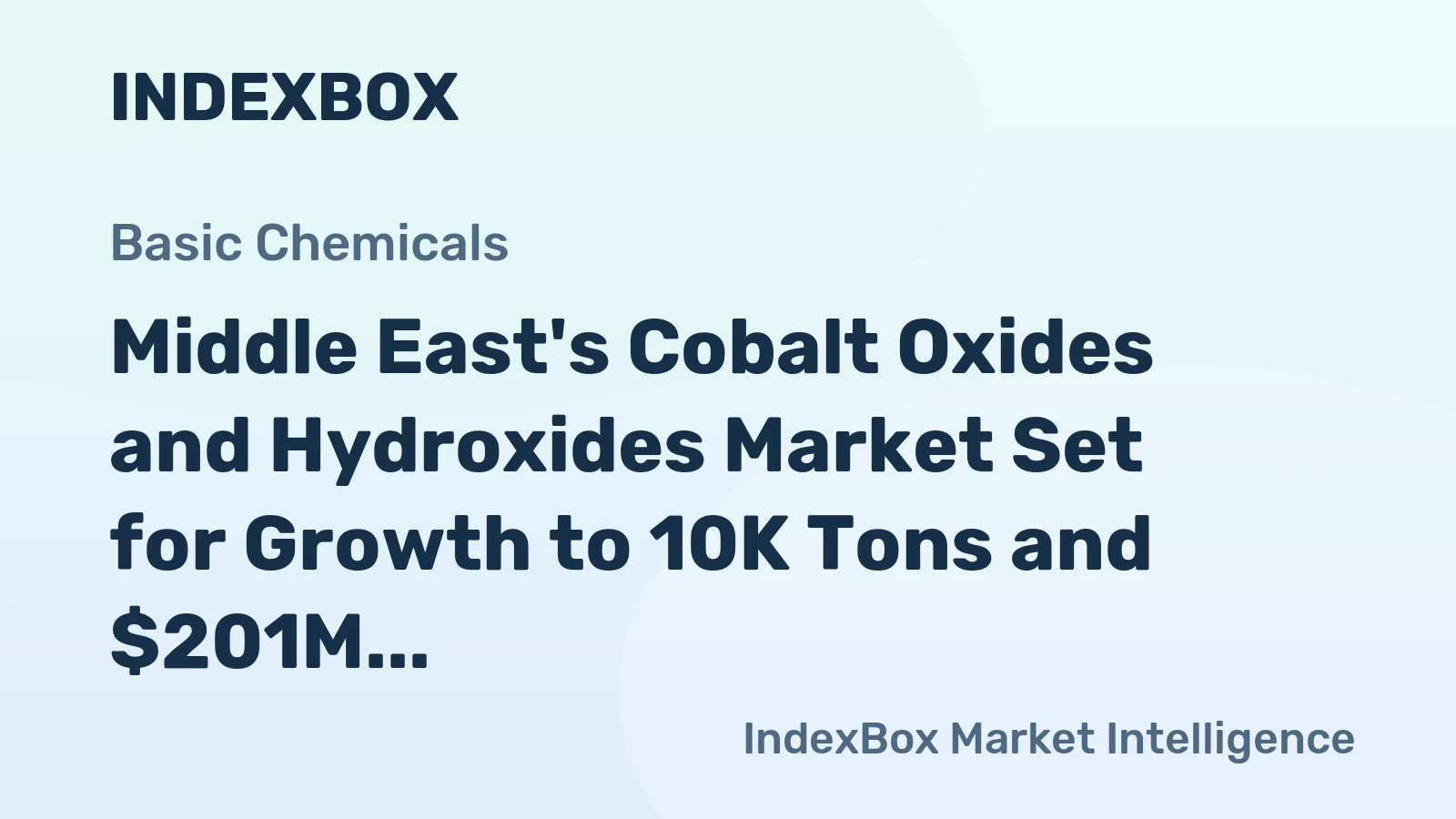 Middle East's Cobalt Oxides and Hydroxides Market Set for Growth to 10K Tons and $201M