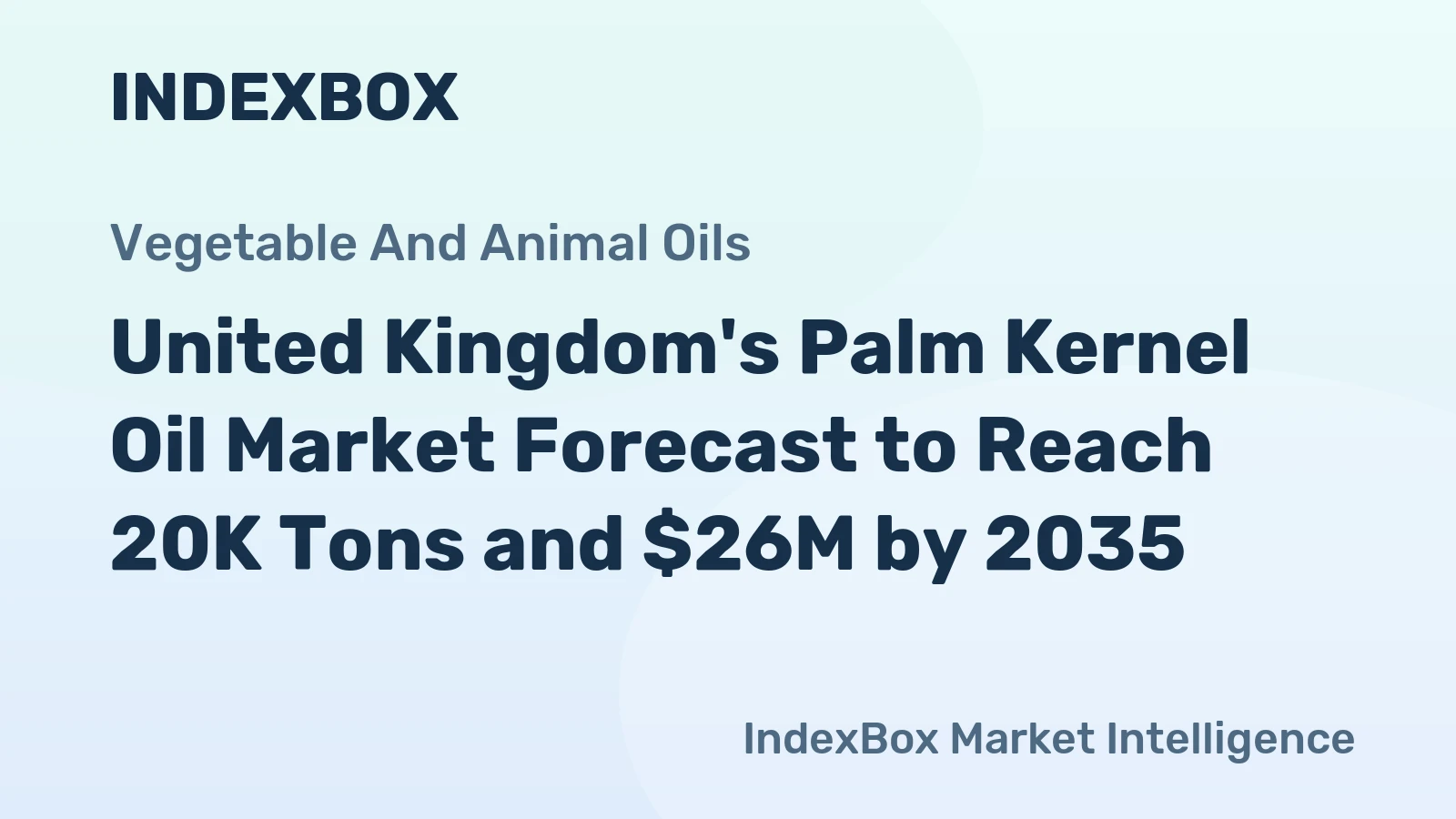 United Kingdom's Palm Kernel Oil Market Forecast to Reach 20K Tons and $26M by 2035