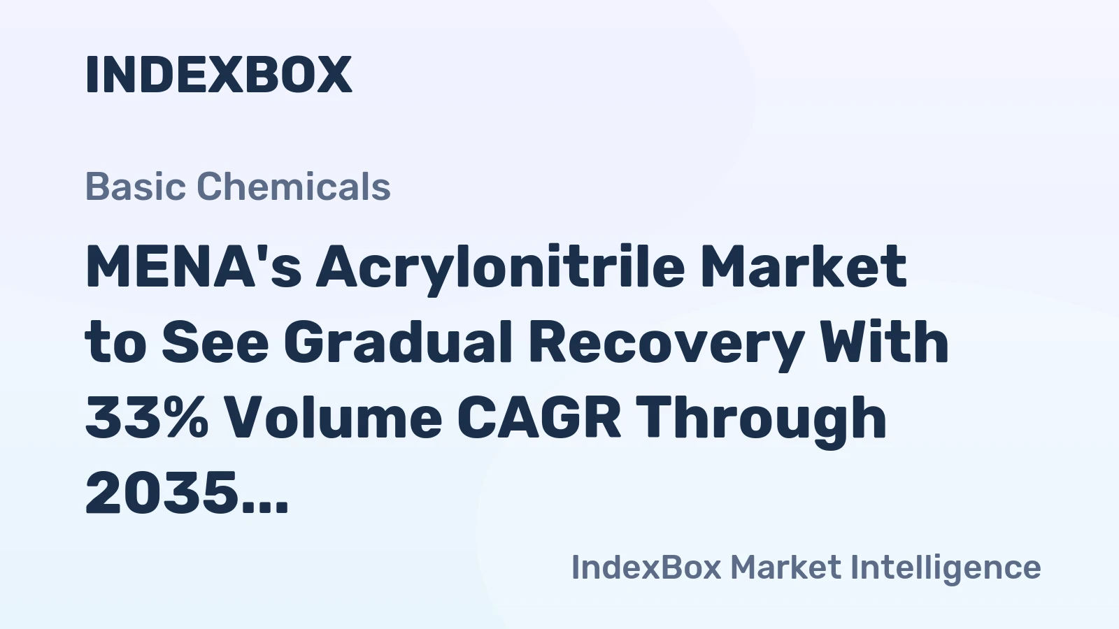 MENA's Acrylonitrile Market to See Gradual Recovery With 33% Volume CAGR Through 2035