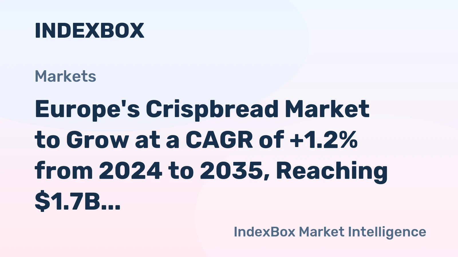 Europe's Crispbread Market to Grow at a CAGR of +1.2% from 2024 to 2035, Reaching $1.7B by 2035