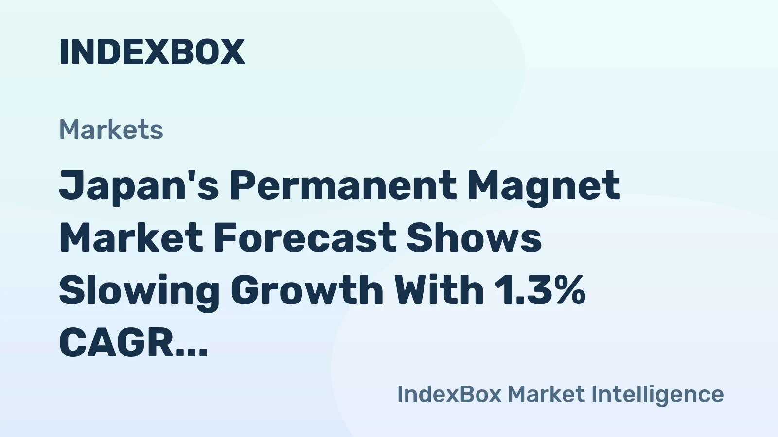 Japan's Permanent Magnet Market Forecast Shows Slowing Growth With 1.3% CAGR in Value to 2035