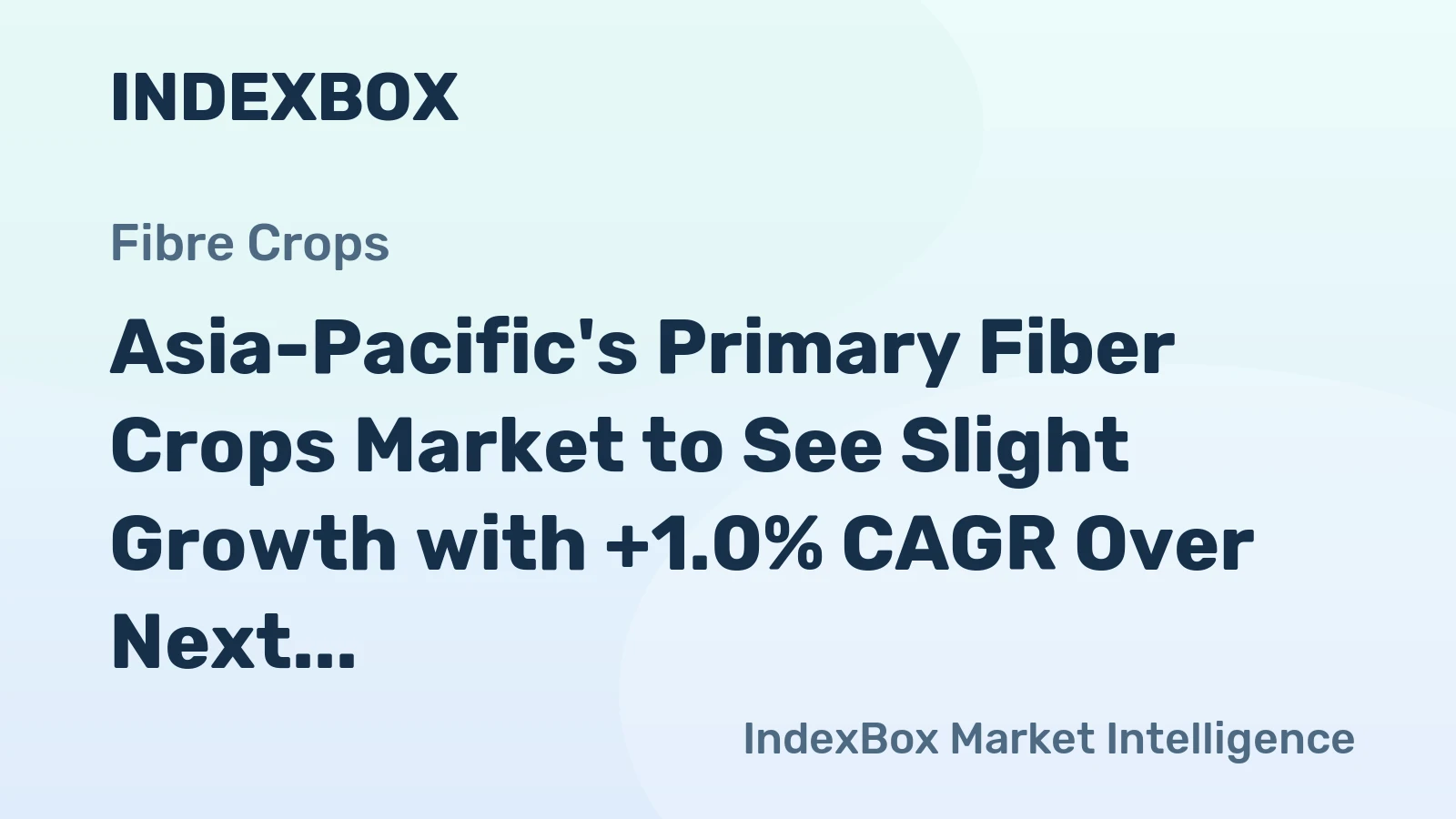 Asia-Pacific's Primary Fiber Crops Market to See Slight Growth with +1.0% CAGR Over Next Decade