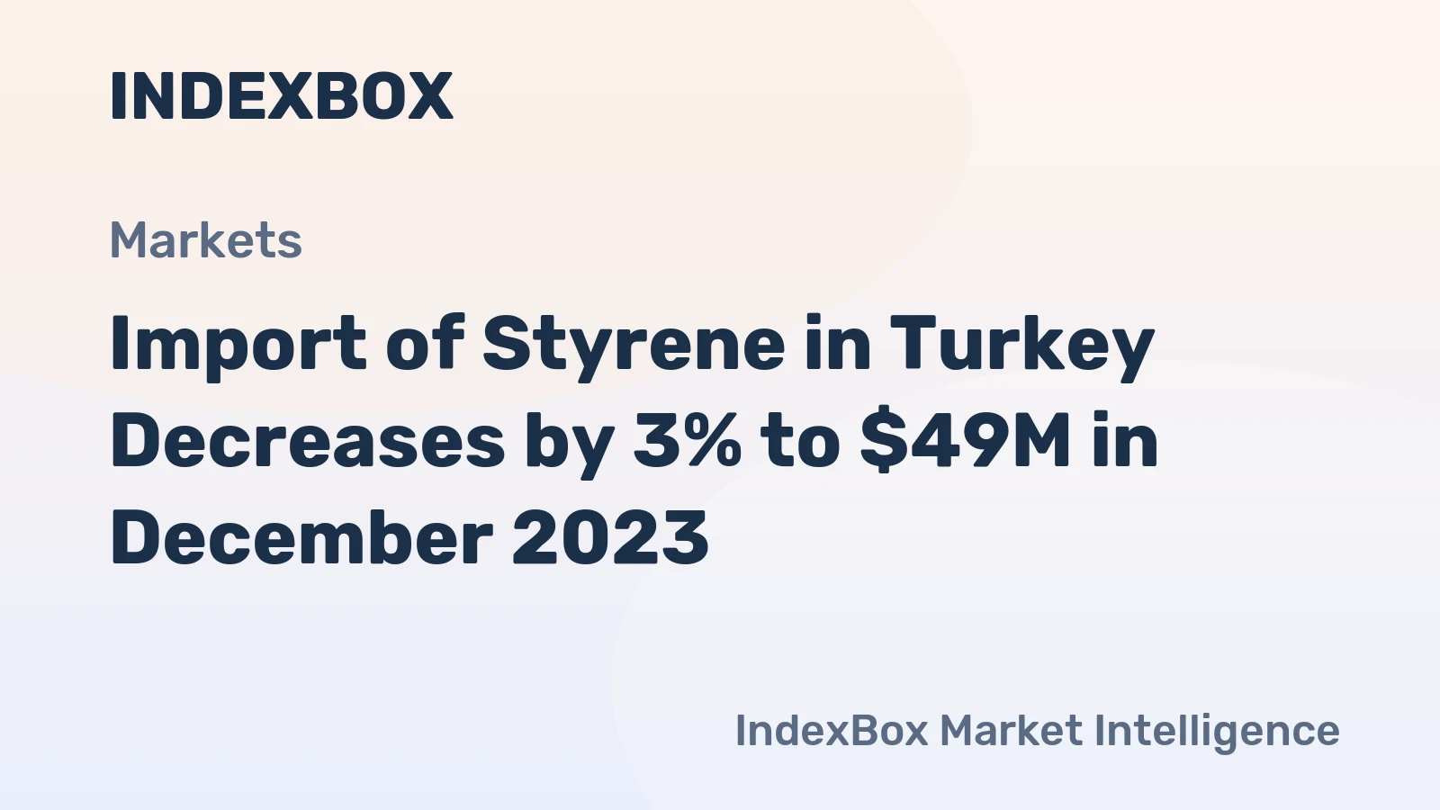 Import of Styrene in Turkey Decreases by 3% to $49M in December 2023