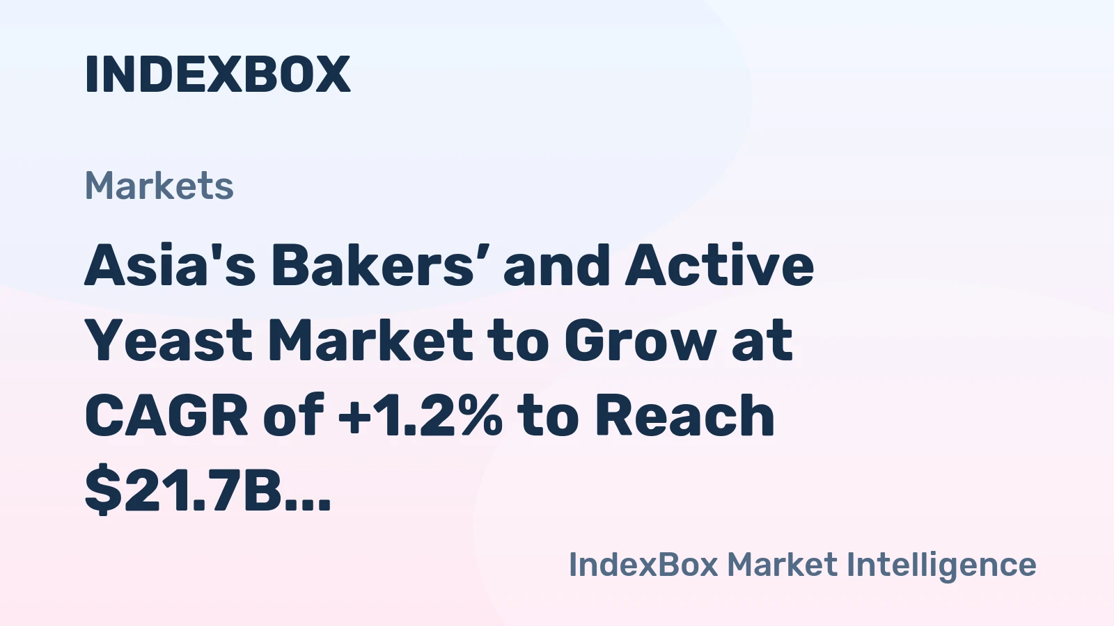 Asia's Bakers’ and Active Yeast Market to Grow at CAGR of +1.2% to Reach $21.7B by 2035