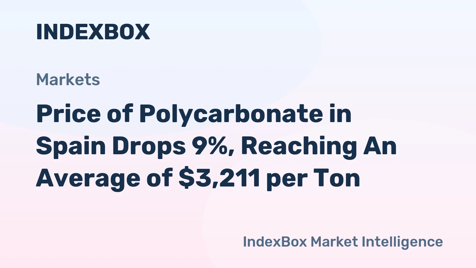 Price of Polycarbonate in Spain Drops 9%, Reaching An Average of $3,211 per Ton