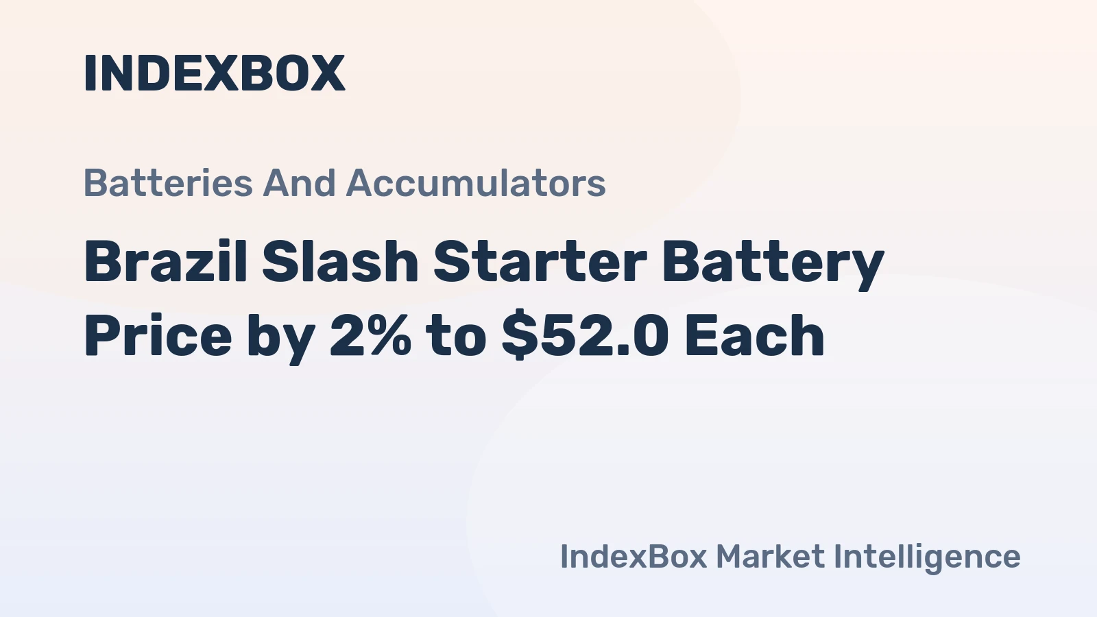 Brazil Slash Starter Battery Price by 2% to $52.0 Each