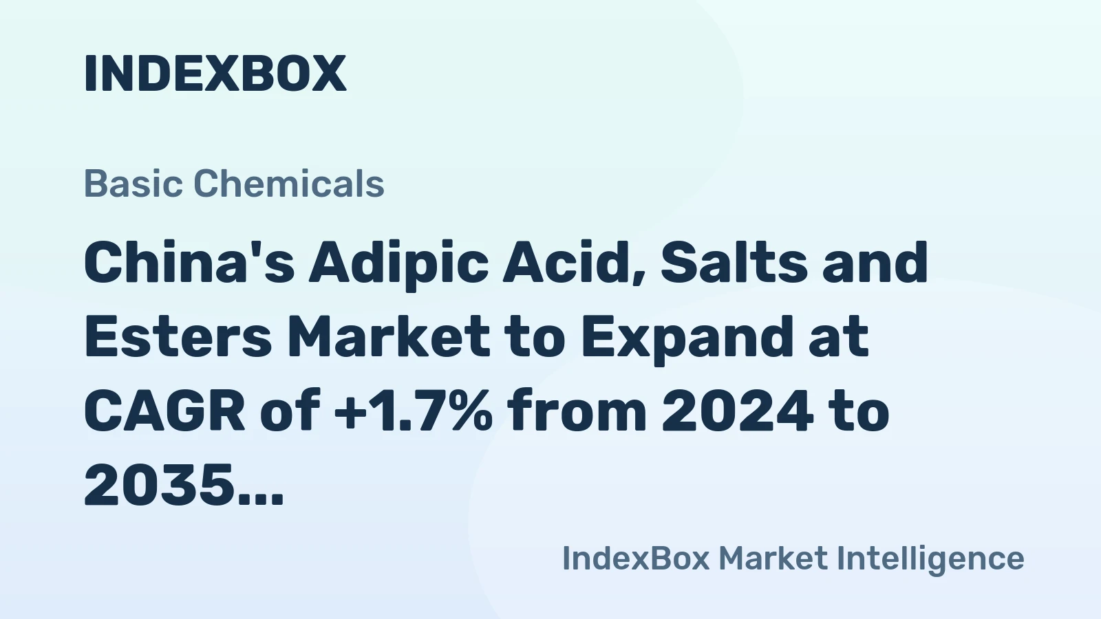 China's Adipic Acid, Salts and Esters Market to Expand at CAGR of +1.7% from 2024 to 2035, Projected to Reach $2.6B by 2035