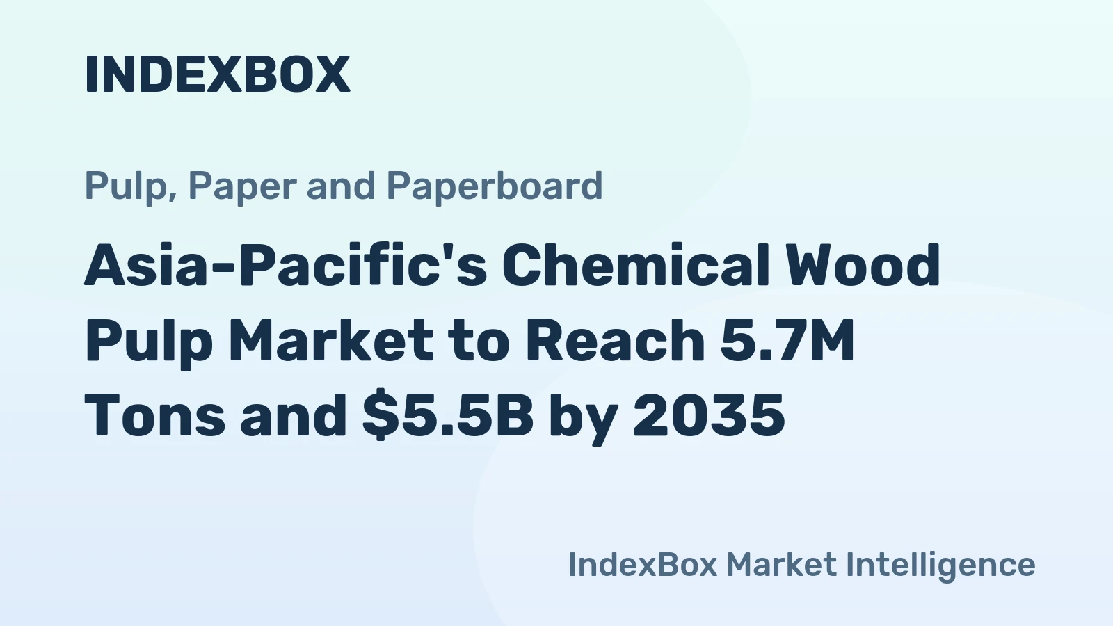 Asia-Pacific's Chemical Wood Pulp Market to Reach 5.7M Tons and $5.5B by 2035