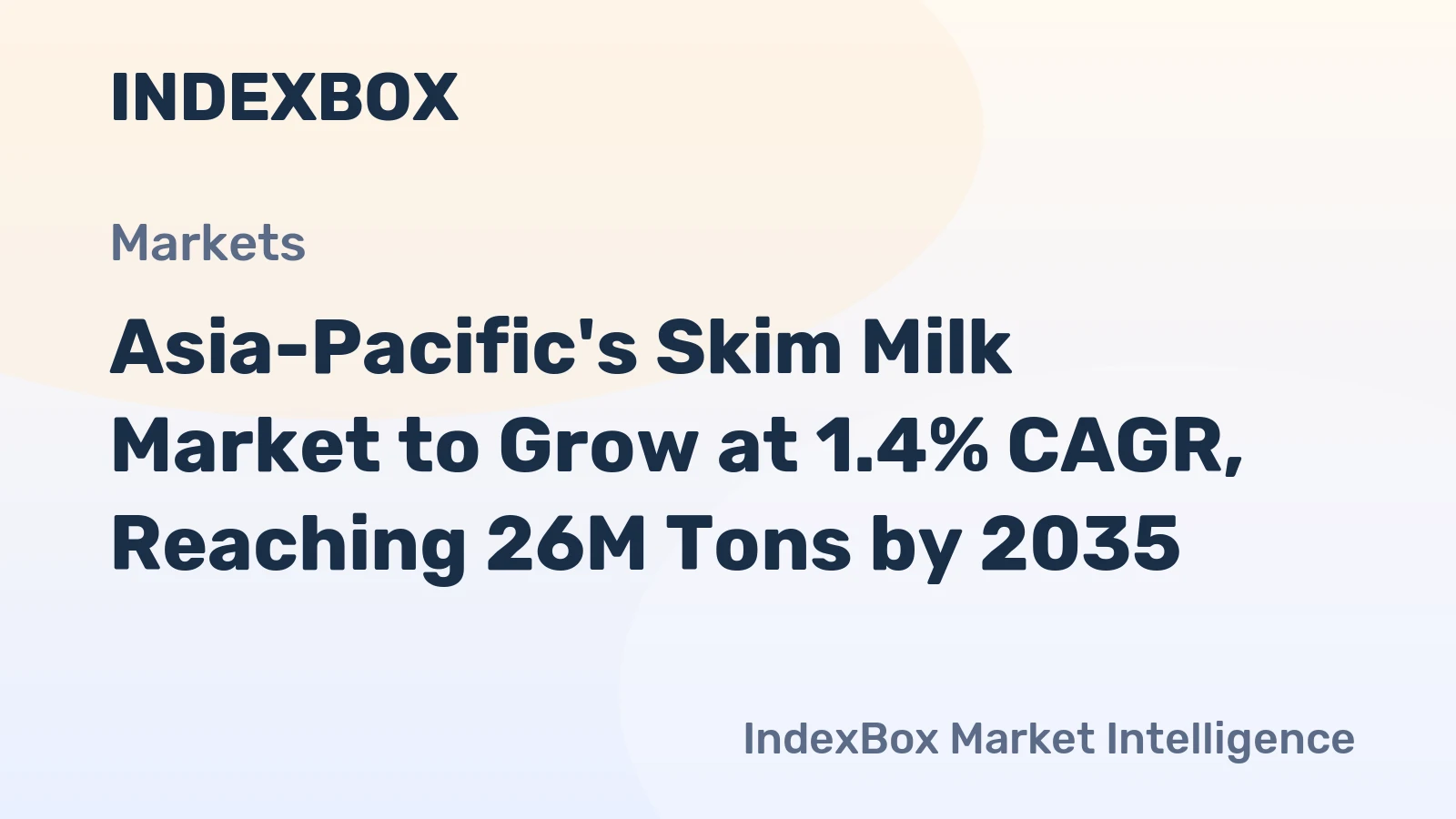 Asia-Pacific's Skim Milk Market to Grow at 1.4% CAGR, Reaching 26M Tons by 2035
