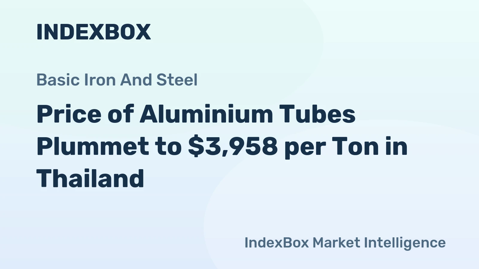 Price of Aluminium Tubes Plummet to $3,958 per Ton in Thailand
