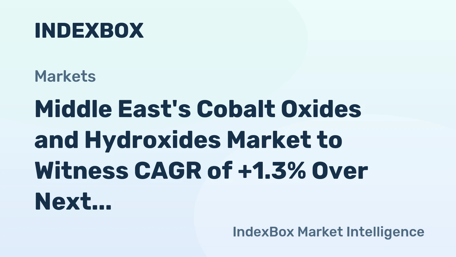 Middle East's Cobalt Oxides and Hydroxides Market to Witness CAGR of +1.3% Over Next Decade