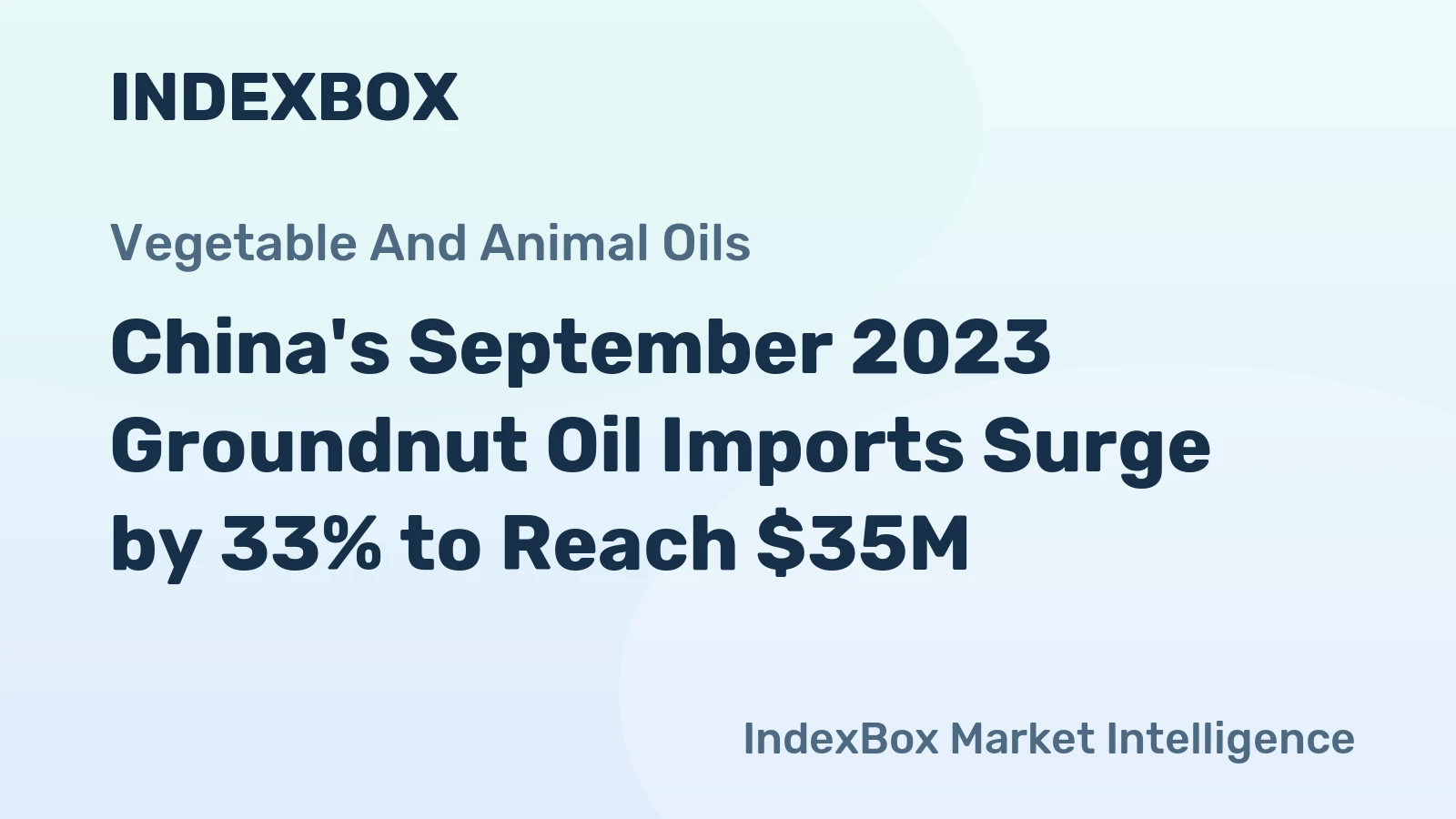 China's September 2023 Groundnut Oil Imports Surge by 33% to Reach $35M