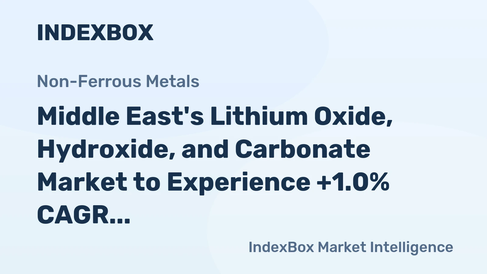 Middle East's Lithium Oxide, Hydroxide, and Carbonate Market to Experience +1.0% CAGR Growth Over Next Decade