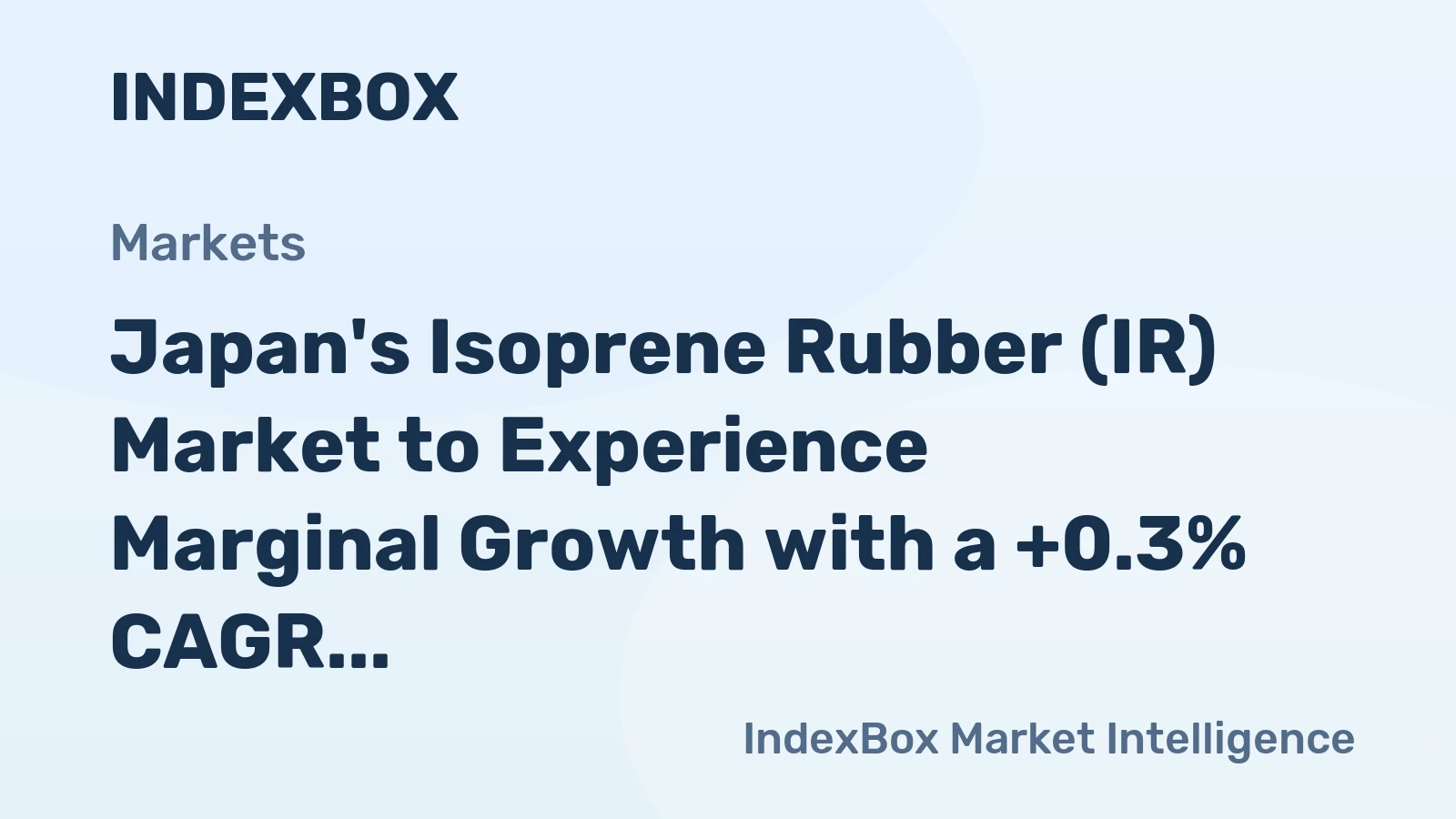 Japan's Isoprene Rubber (IR) Market to Experience Marginal Growth with a +0.3% CAGR from 2024 to 2035