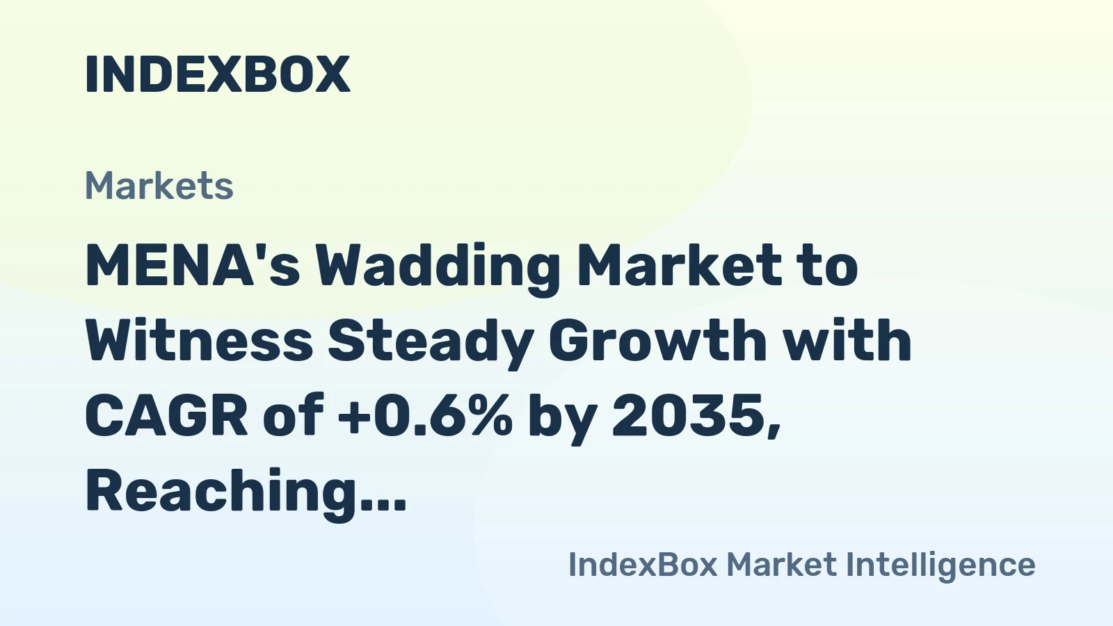 MENA's Wadding Market to Witness Steady Growth with CAGR of +0.6% by 2035, Reaching $1.2B