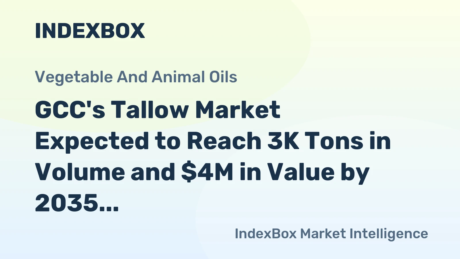 GCC's Tallow Market Expected to Reach 3K Tons in Volume and $4M in Value by 2035