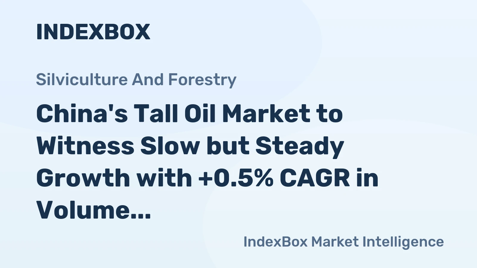 China's Tall Oil Market to Witness Slow but Steady Growth with +0.5% CAGR in Volume and -1.2% CAGR in Value from 2024 to 2035