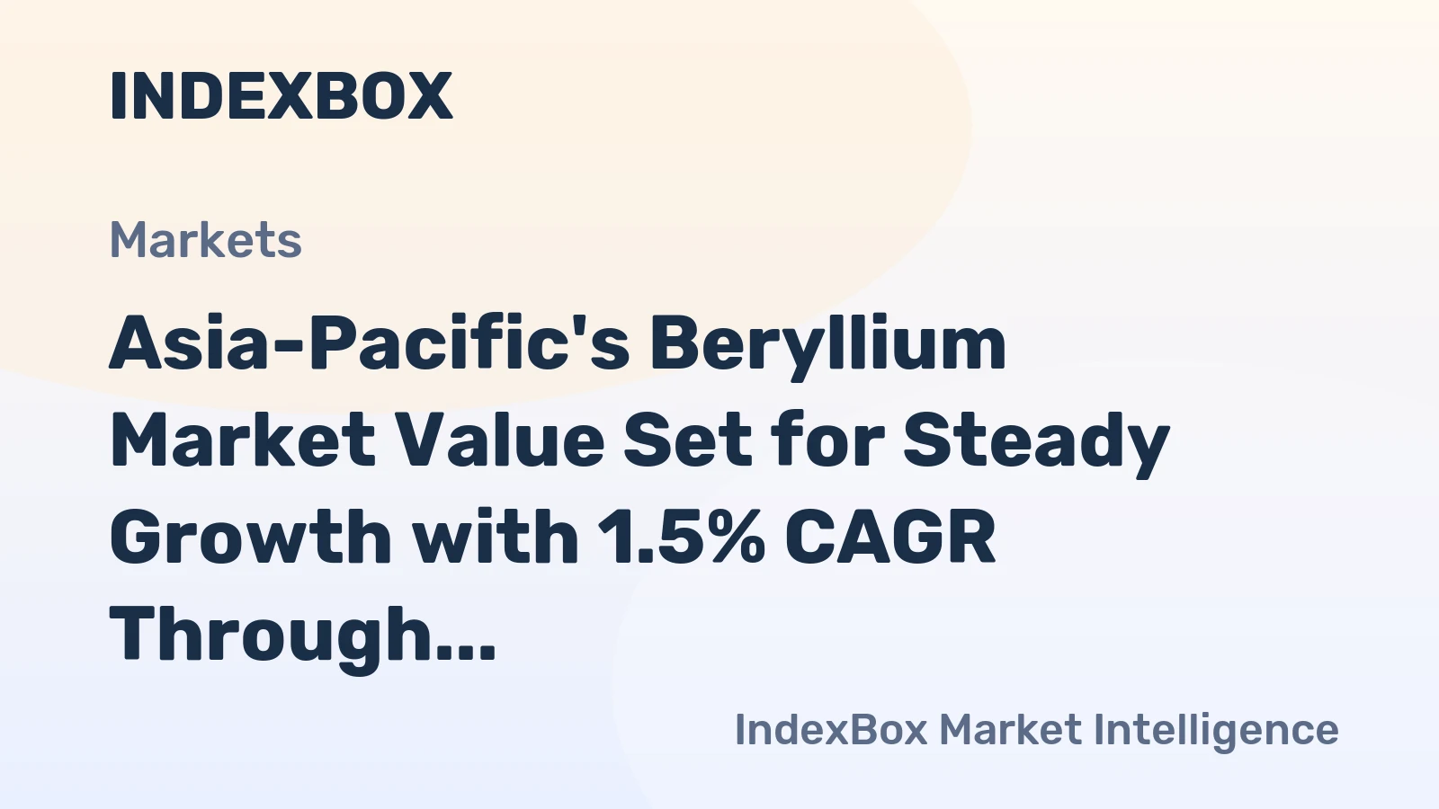 Asia-Pacific's Beryllium Market Value Set for Steady Growth with 1.5% CAGR Through 2035