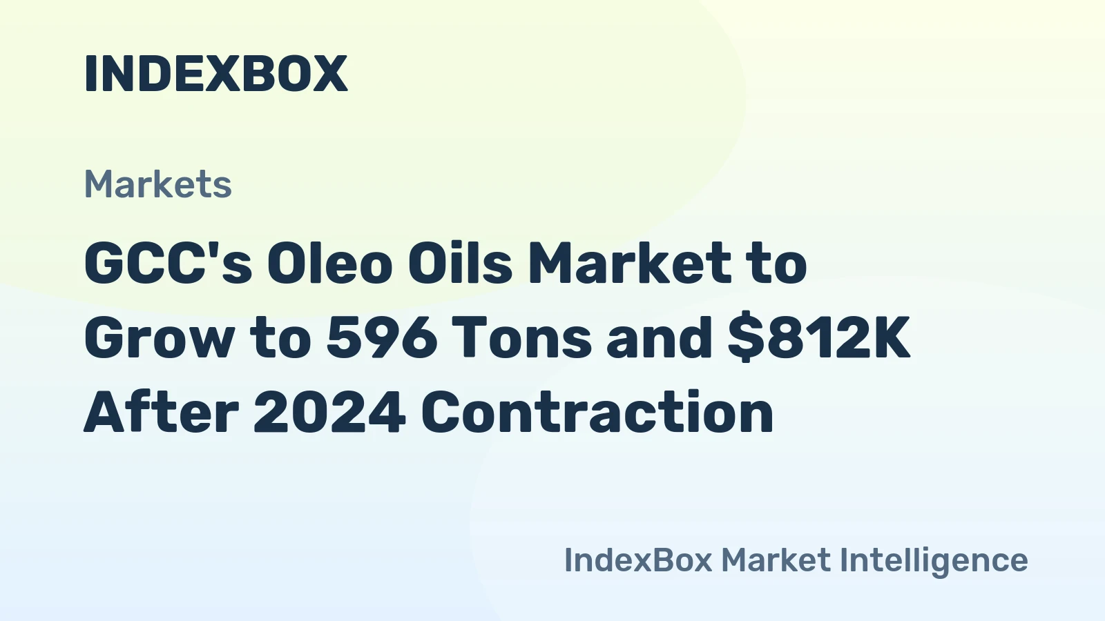 GCC's Oleo Oils Market to Grow to 596 Tons and $812K After 2024 Contraction