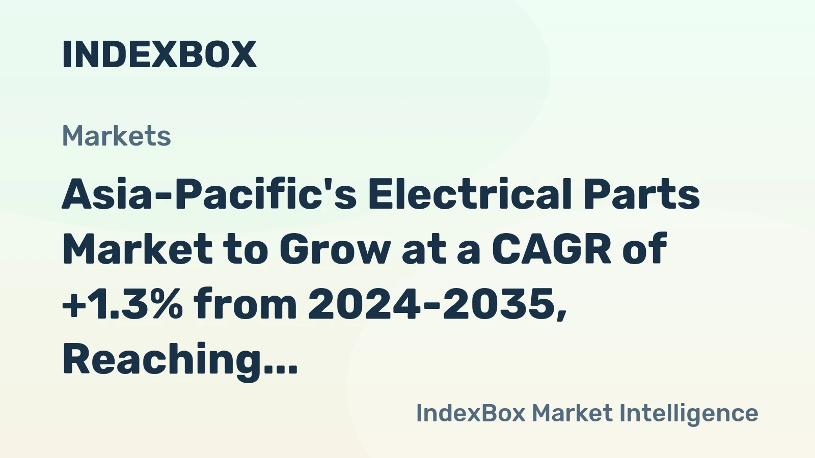 Asia-Pacific's Electrical Parts Market to Grow at a CAGR of +1.3% from 2024-2035, Reaching $47.2B in Value