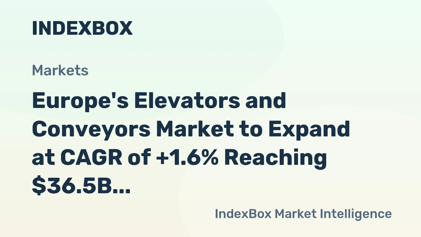 Europe's Elevators and Conveyors Market to Expand at CAGR of +1.6% Reaching $36.5B by 2035