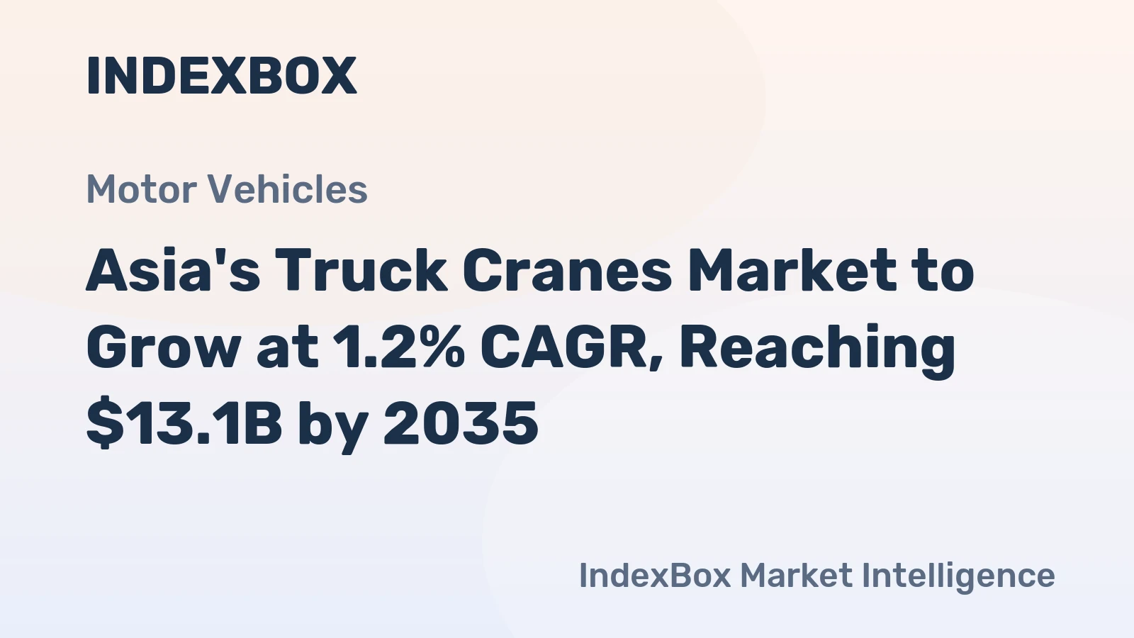 Asia's Truck Cranes Market to Grow at 1.2% CAGR, Reaching $13.1B by 2035
