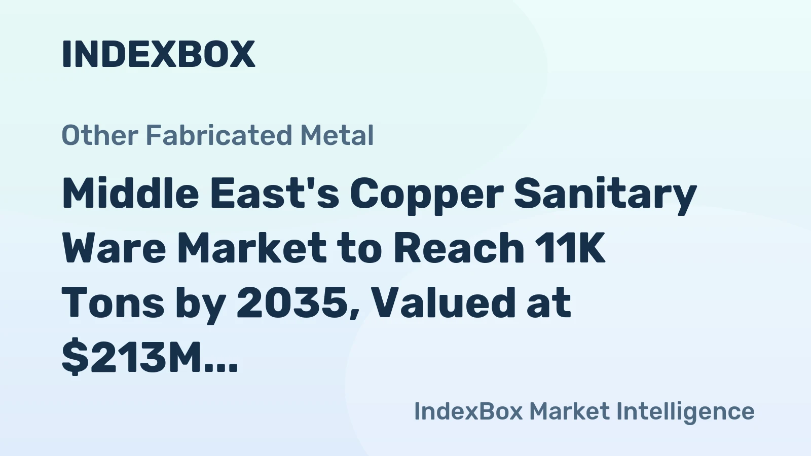 Middle East's Copper Sanitary Ware Market to Reach 11K Tons by 2035, Valued at $213M