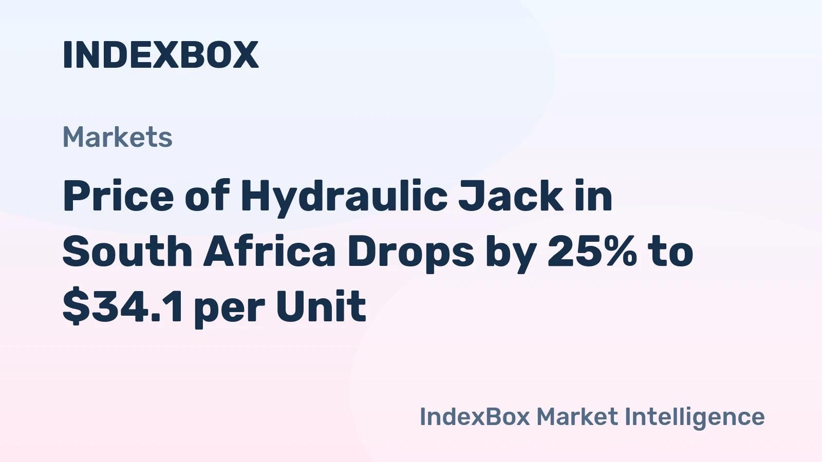 Price of Hydraulic Jack in South Africa Drops by 25% to $34.1 per Unit