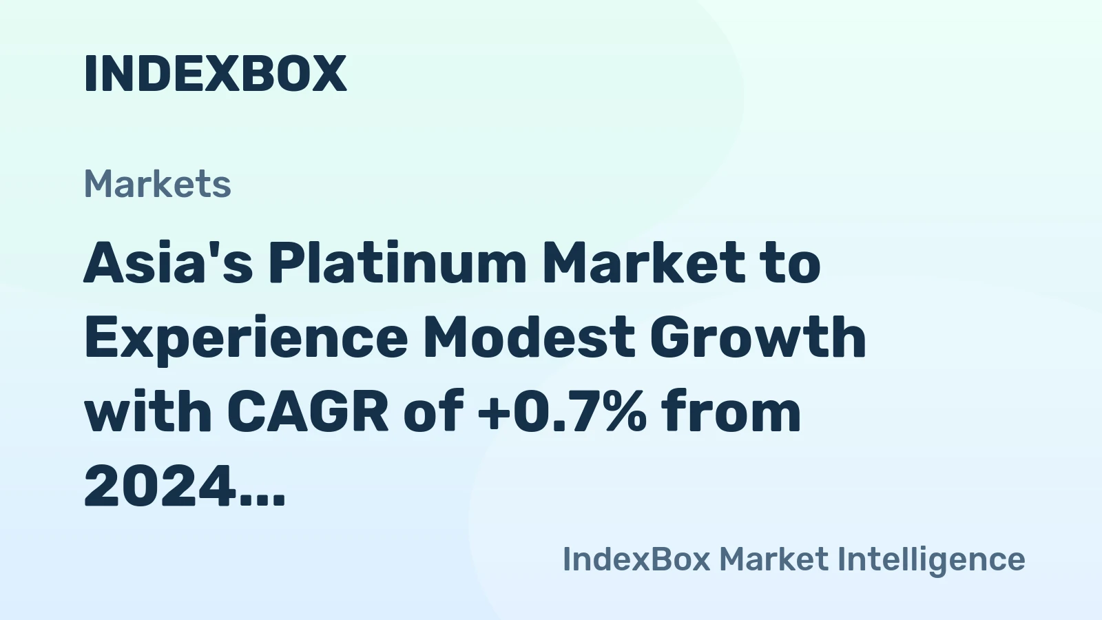 Asia's Platinum Market to Experience Modest Growth with CAGR of +0.7% from 2024 to 2035