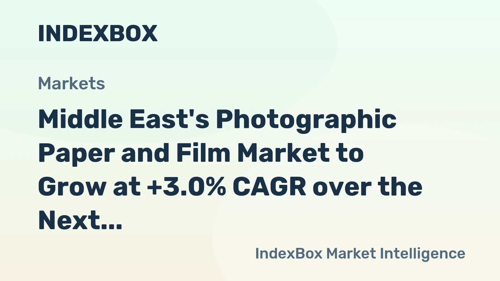 Middle East's Photographic Paper and Film Market to Grow at +3.0% CAGR over the Next Decade