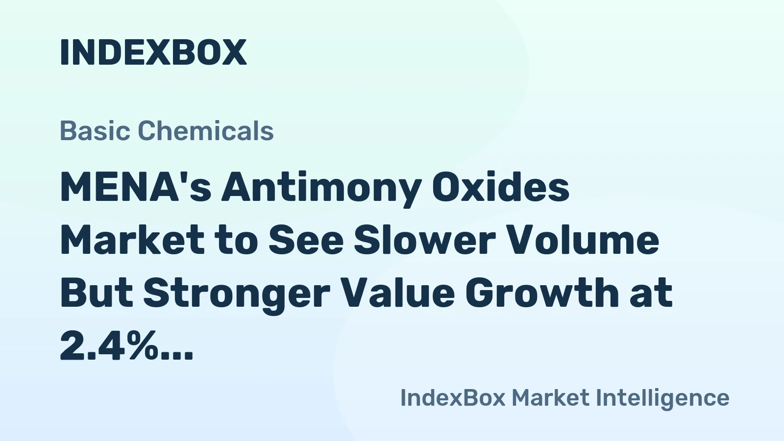MENA's Antimony Oxides Market to See Slower Volume But Stronger Value Growth at 2.4% CAGR