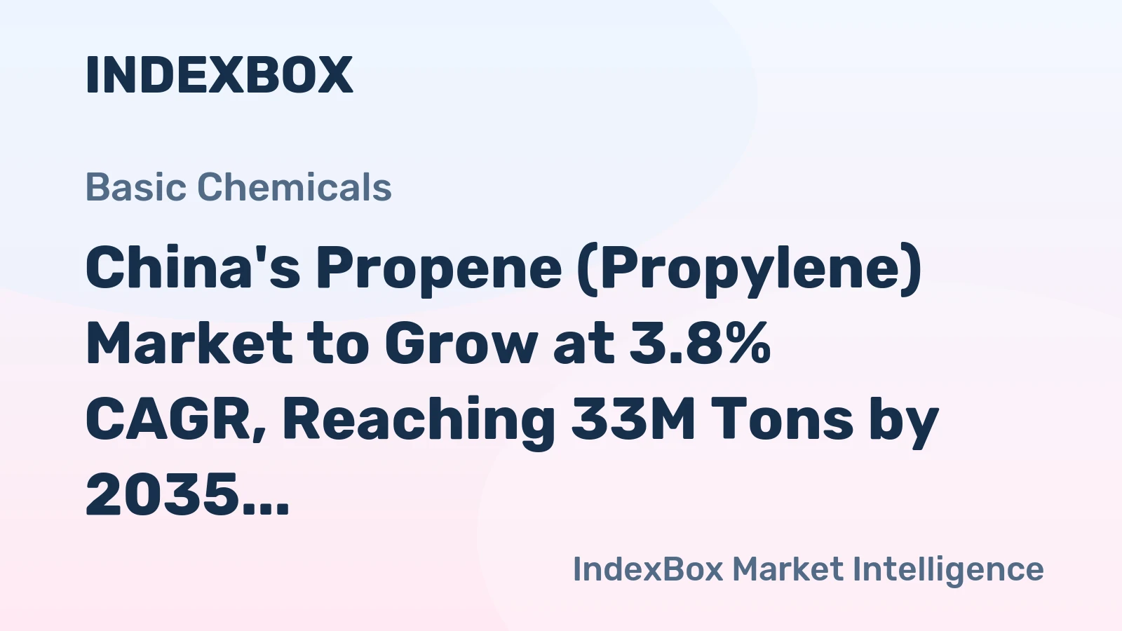 China's Propene (Propylene) Market to Grow at 3.8% CAGR, Reaching 33M Tons by 2035